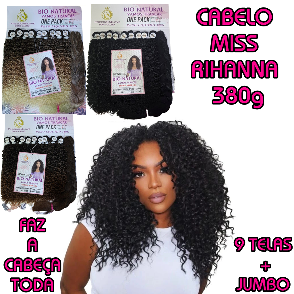 Cabelo de Tela Miss Rihanna 60 cm Cacheado 380 g – Fibra Bio Natural ...