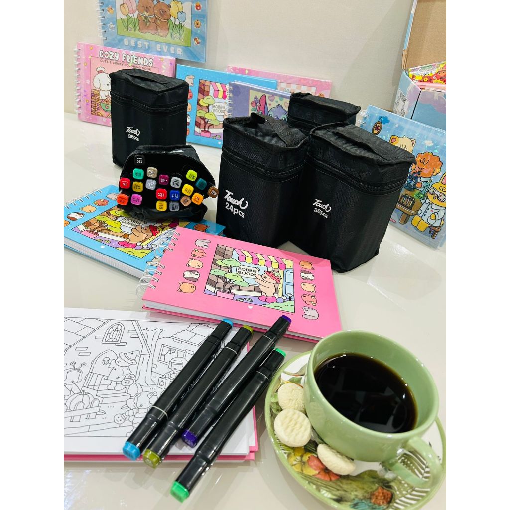 Kit Livro De Colorir Capa Dura 50 Páginas + 24/36 Cores Caneta ...