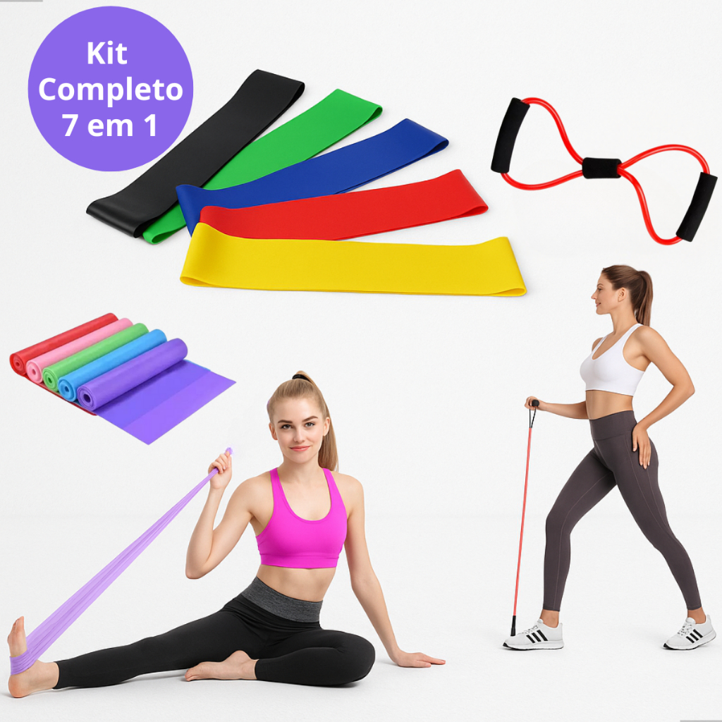 Kit 6 Elástico Treino Mini Band + Faixa Elástica +Elástico Exercício ...