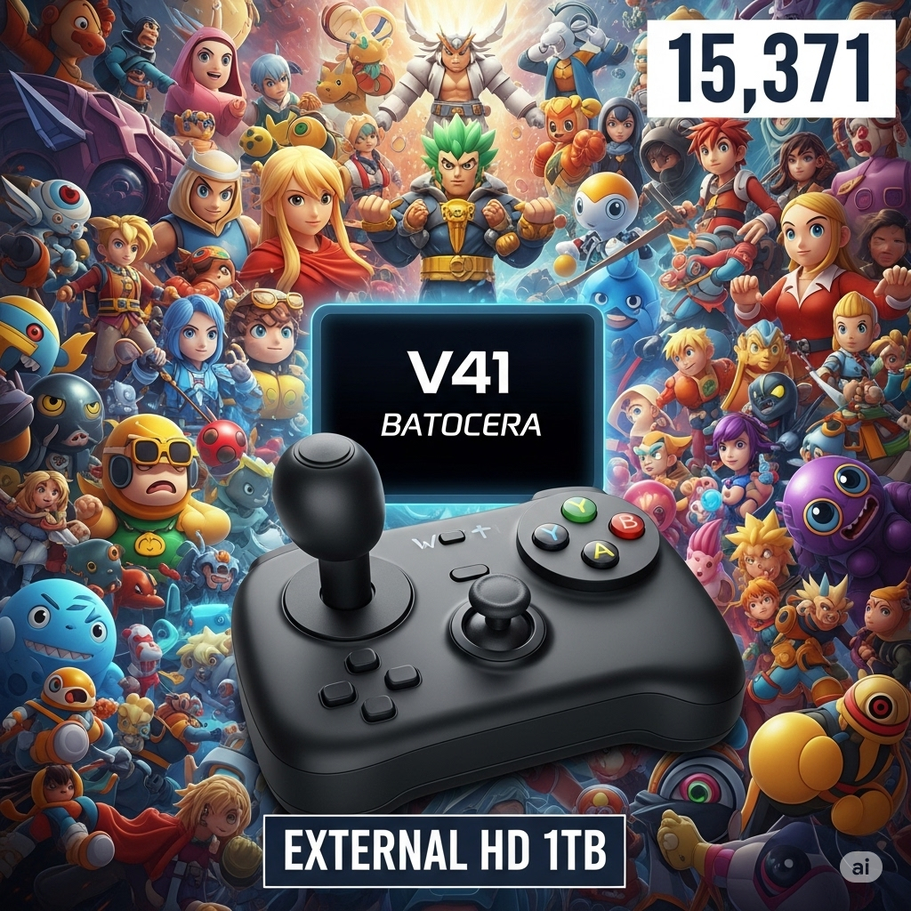 HD EXTERNO 1TB BATOCERA V41 PC Multijogos NES, SNES, MEGA DRIVE, PS1 ...