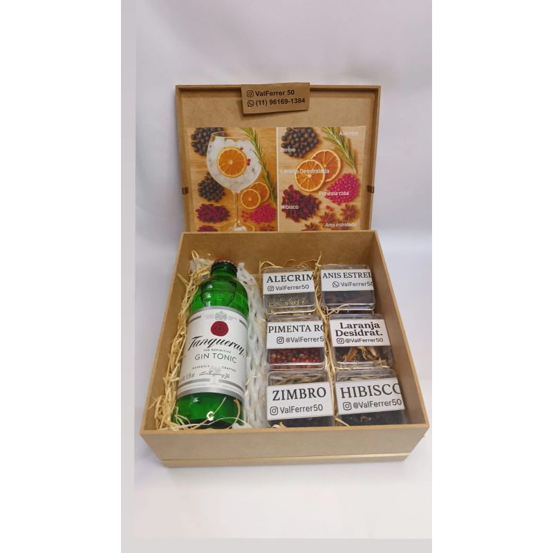 kit Gin Tankeray 275(ml)+Especiarias na embalagem acrílica+Brinde ...