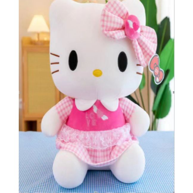 Boneca De Pelúcia Hello Kitty , Vestido Xadrez rosa 35cm/45cm | Shopee Brasil