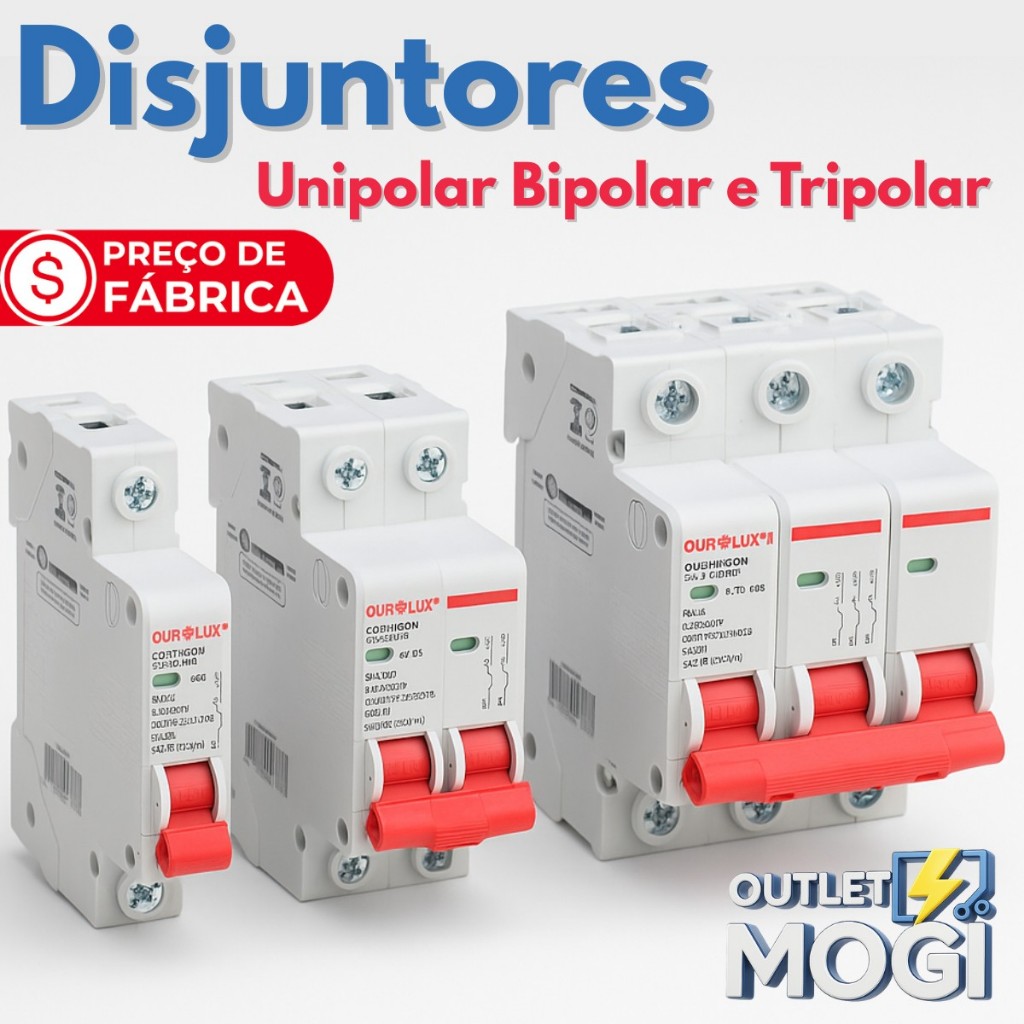 Disjuntor Ourolux 10A a 63A Unipolar Bipolar Tripolar Mono Bi Tri ...
