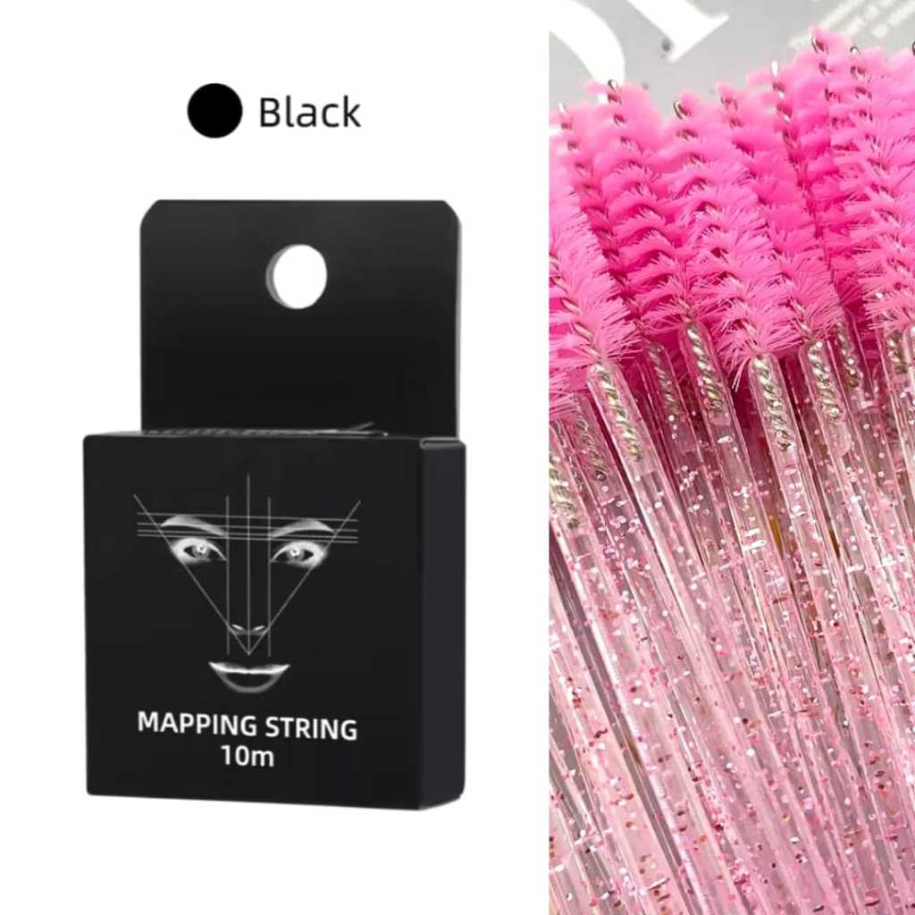 Kit Linha Pigmentada De Marcação 10m Escovinha Para Sobrancelha 50und