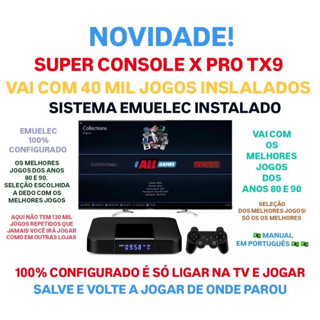 Super Console X PRO Console de Jogos Retrô com 40 Mil Jogos + 2 ...