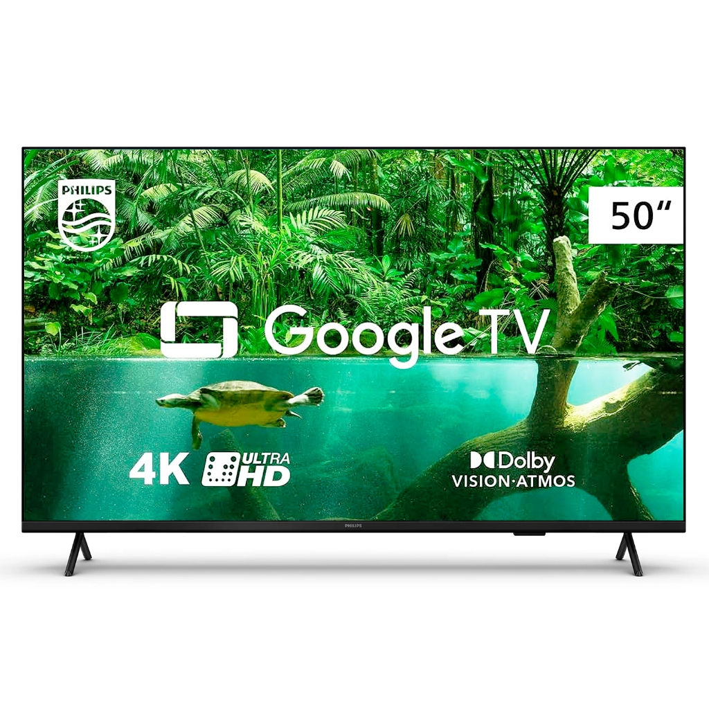 Smart TV LED Philips 50" Ultra HD 4K 50PUG7408/78 Google TV Comando De ...