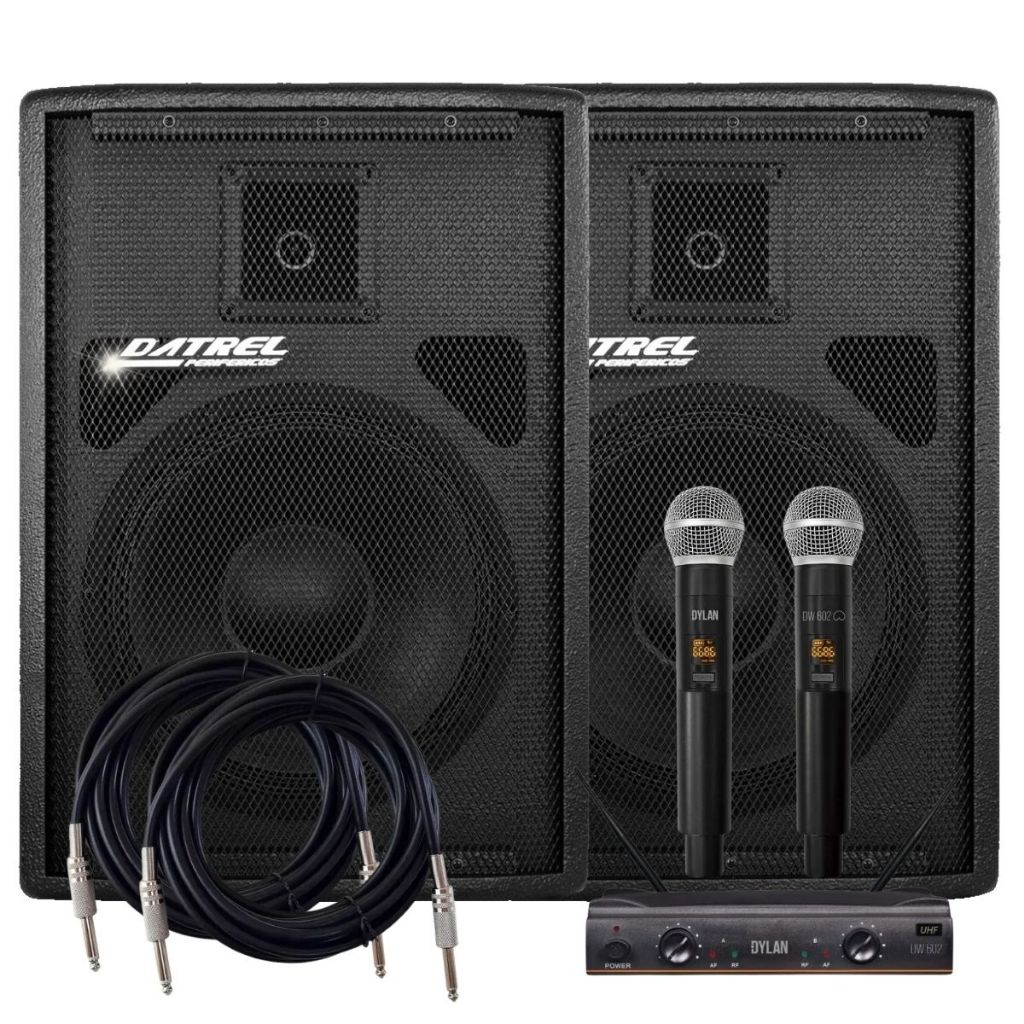Kit Caixas Som 500w Ativa Passiva 12 Acustica Profissional + Microfone Dylan Duplo Sem Fio ...