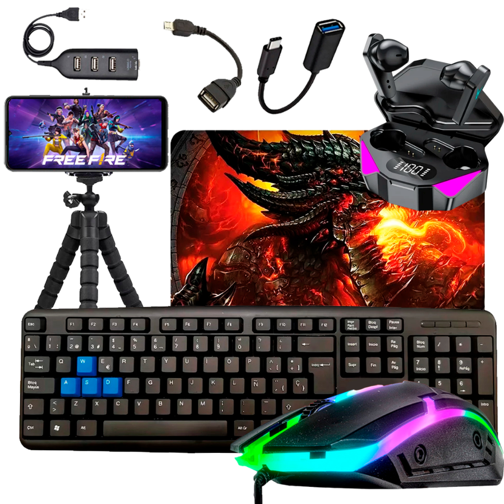 Kit Gamer Mobilador com Teclado Mouse e Pad Estampado + Fone Gamer ...