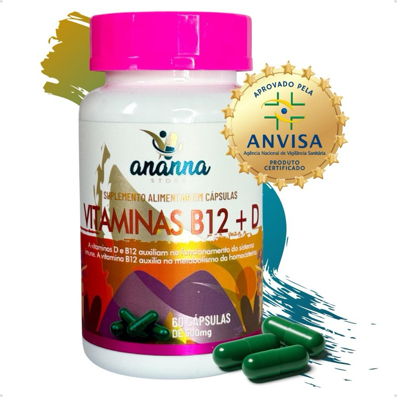Suplemento Vitaminas B12 Metilcobalamina e Vitamina D 2000UI 60 Caps 500mg | Shopee Brasil