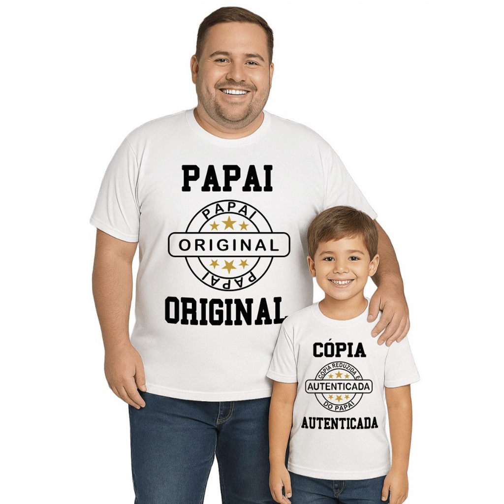 Kit Camisetas Tal Pai Tal Filho Cópia Autenticada Papai Tamanho Plus ...