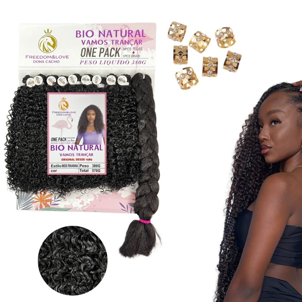 Cabelo Miss Rihanna Bio Fibra Natural 60cm + Mousse | Shopee Brasil