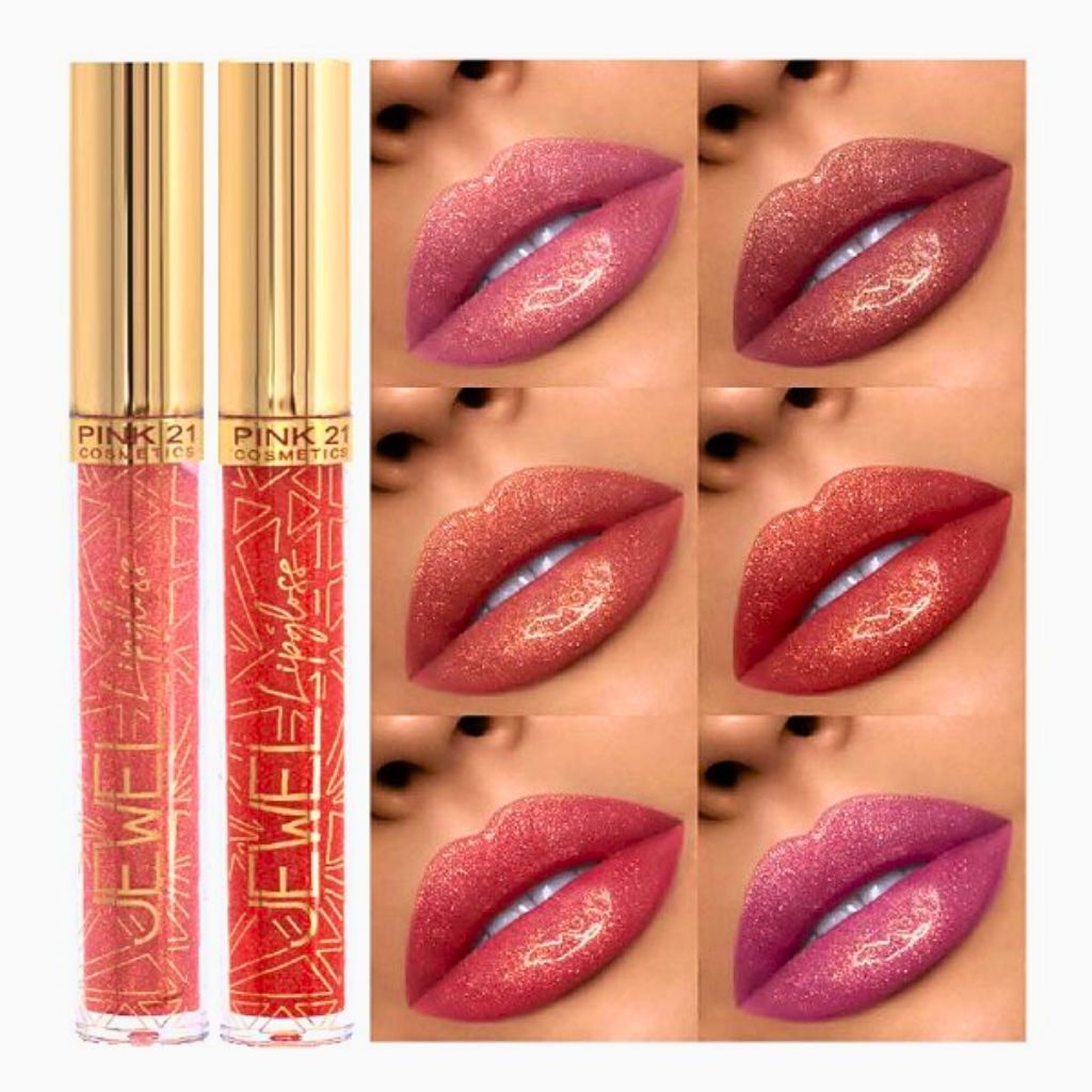 Gloss Labial Com Gliter Para Maquiagem - Jewel Pink 21 Cosmetics ...