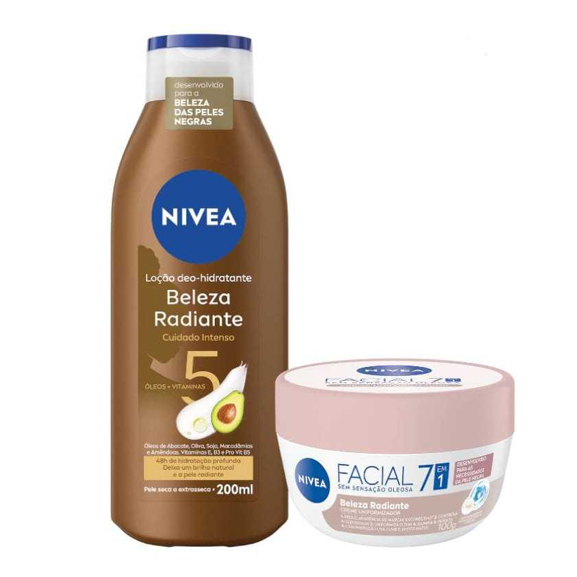 Kit Loção Nivea Beleza Radiante 200ml + Hidratante Facial NiveaBeleza ...