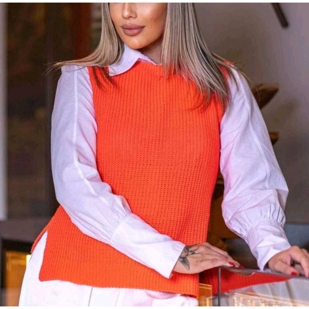 Colete Feminino Max Tricot Fang Tricô Pullover Tendência Inverno Moda ...