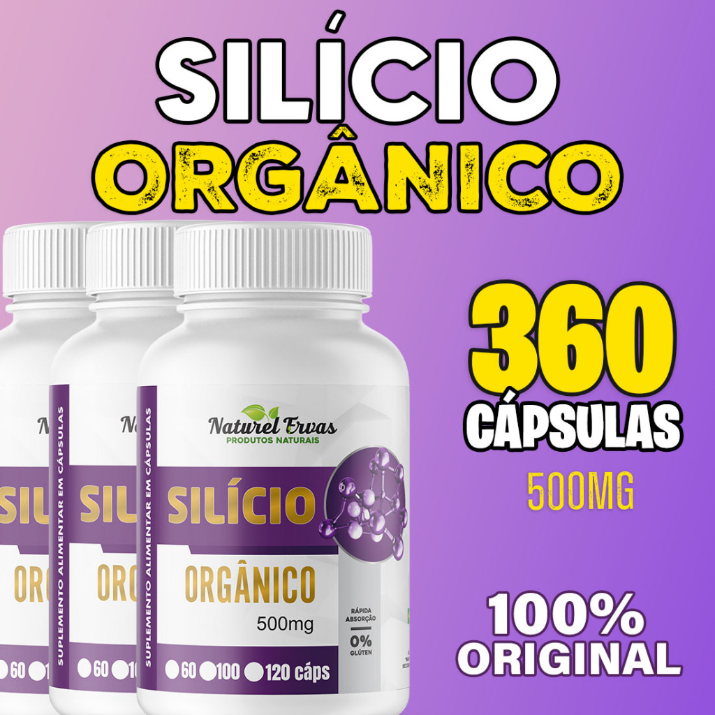 Silicio Orgânico 100% Original 120 Capsulas Suplemento Alimentar 500mg ...