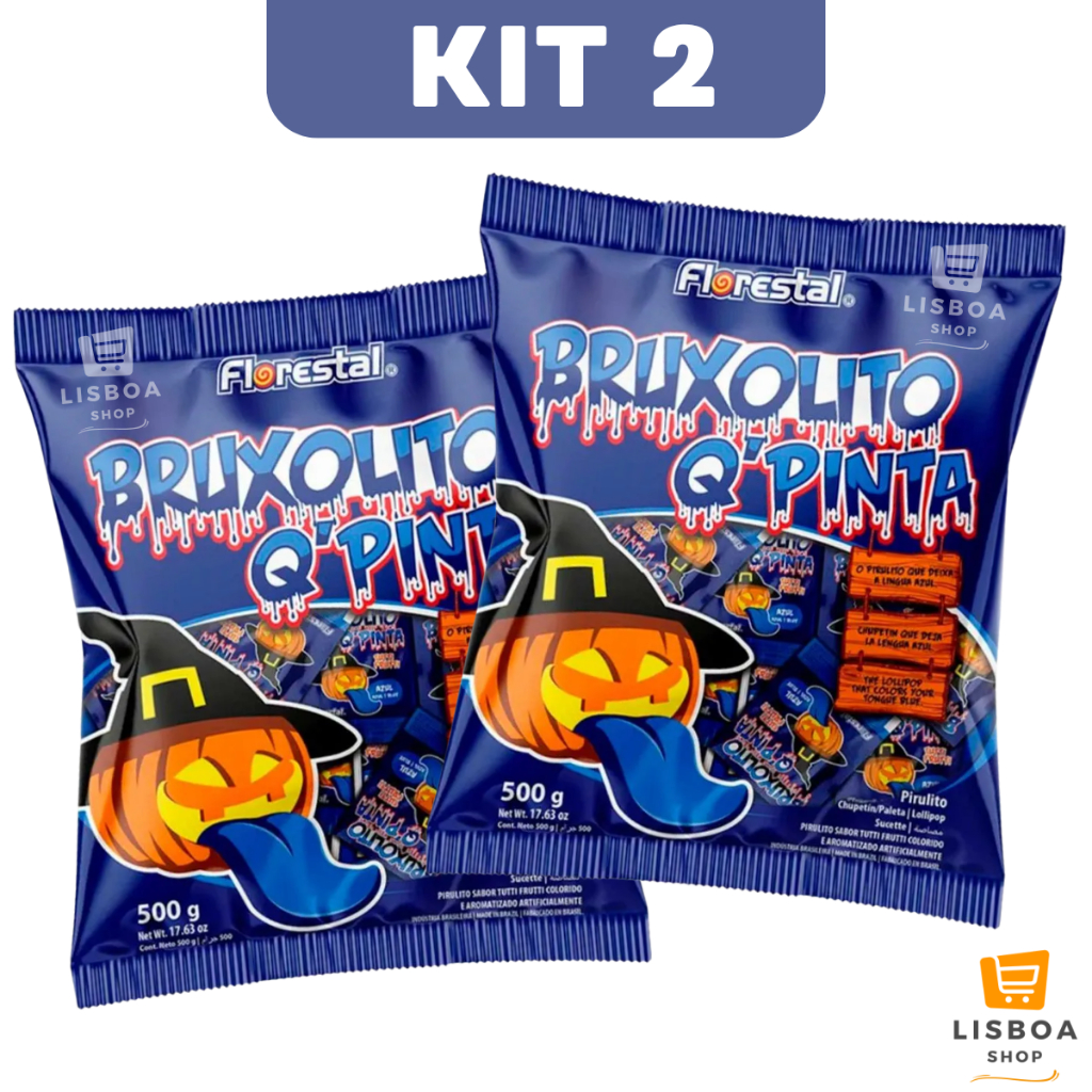 Pirulito Pinta Lingua Azul Kit 2 Pacotes 500g c/50un cada | Shopee Brasil