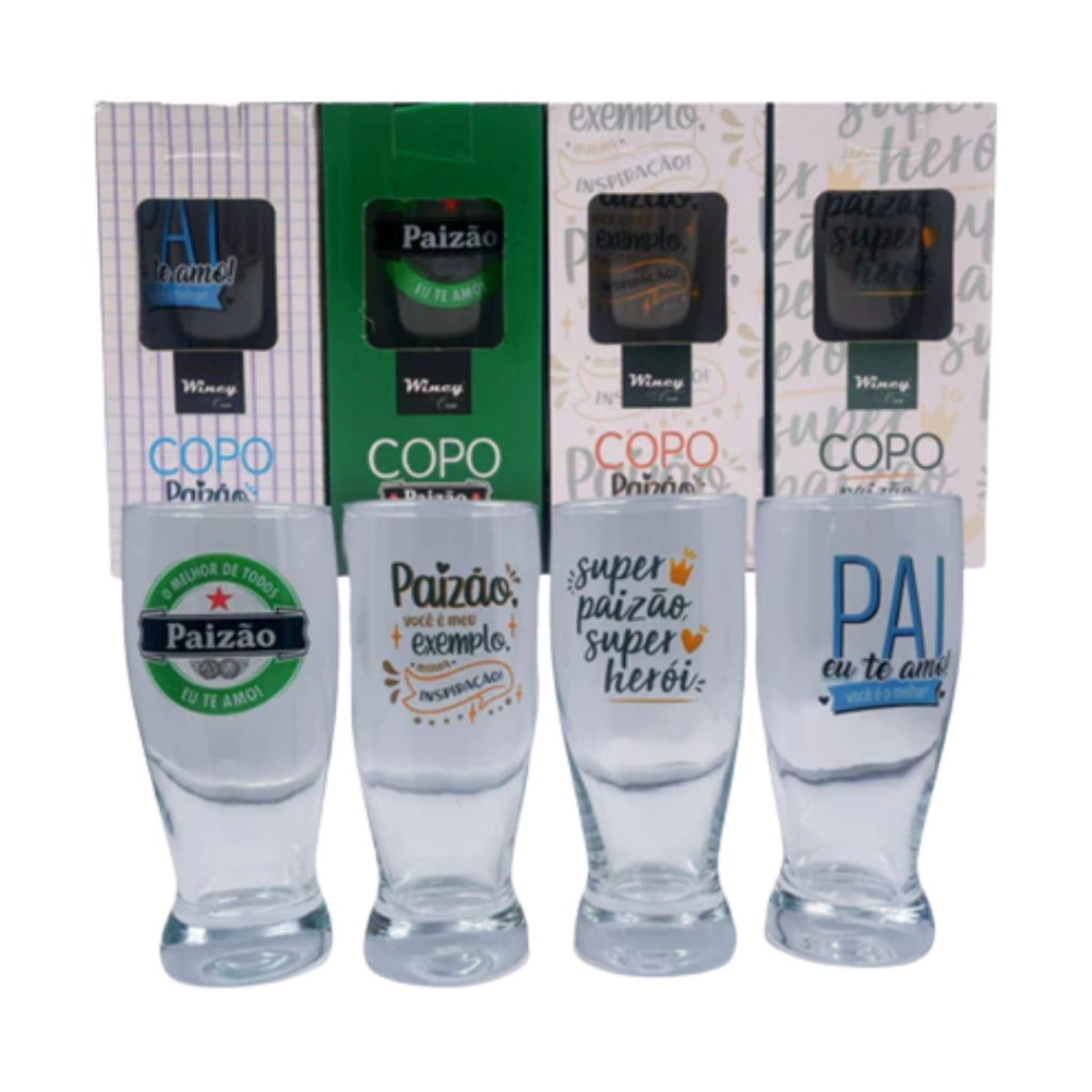 Kit 6 Copo Chopp Paizão Vidro Na Caixinha Presentes Sazonal | Shopee Brasil