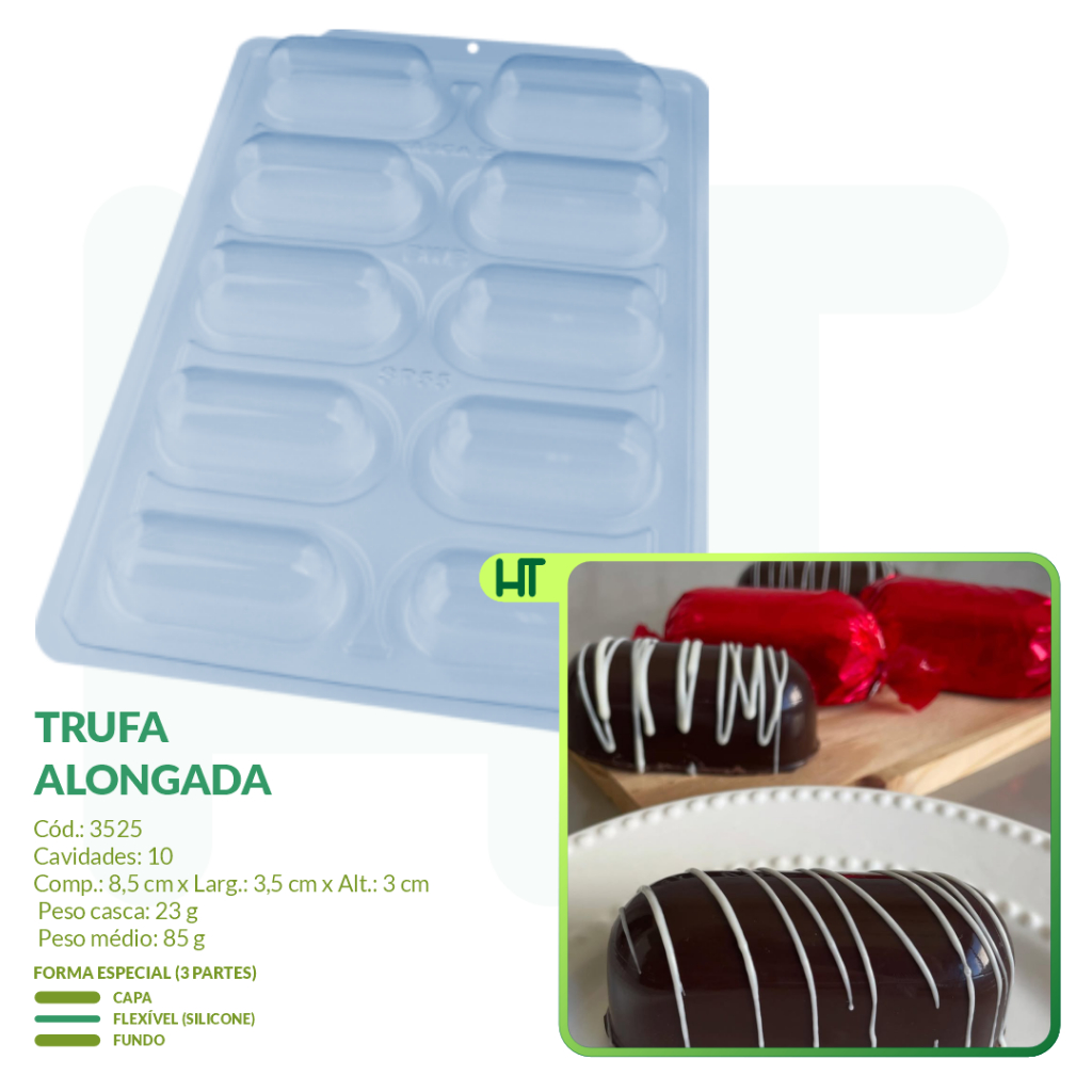 Forma Trufa Alongada SP 55 BWB 3525 - Forma Semiprofissional - Bombom ...