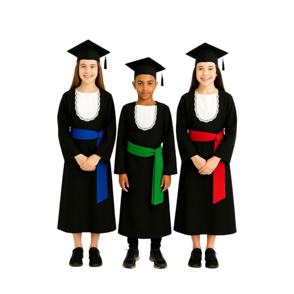 Conjunto De Formatura Infantil – Beca + Capelo + Faixa E Jabô | Shopee ...