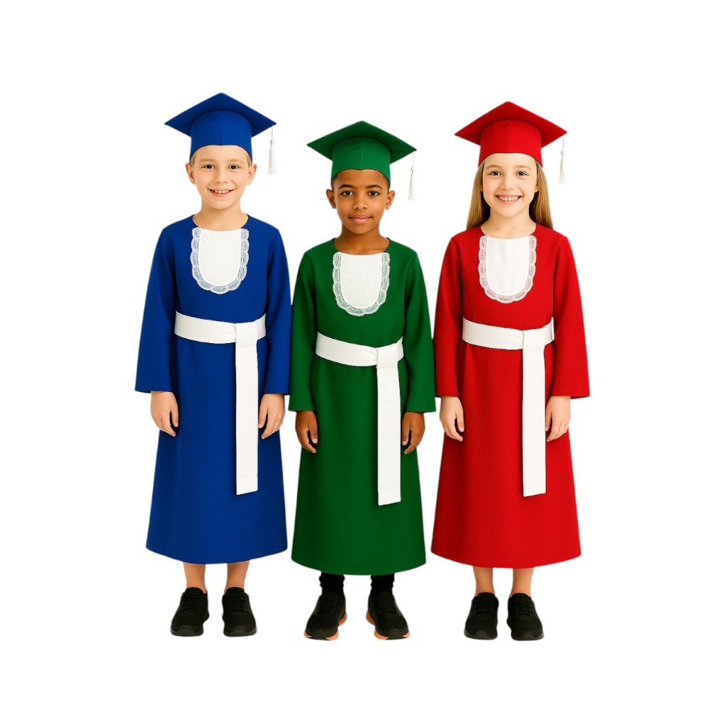 Beca Infantil Para Formatura ABC – Kit Completo Com Capelo E Faixa ...