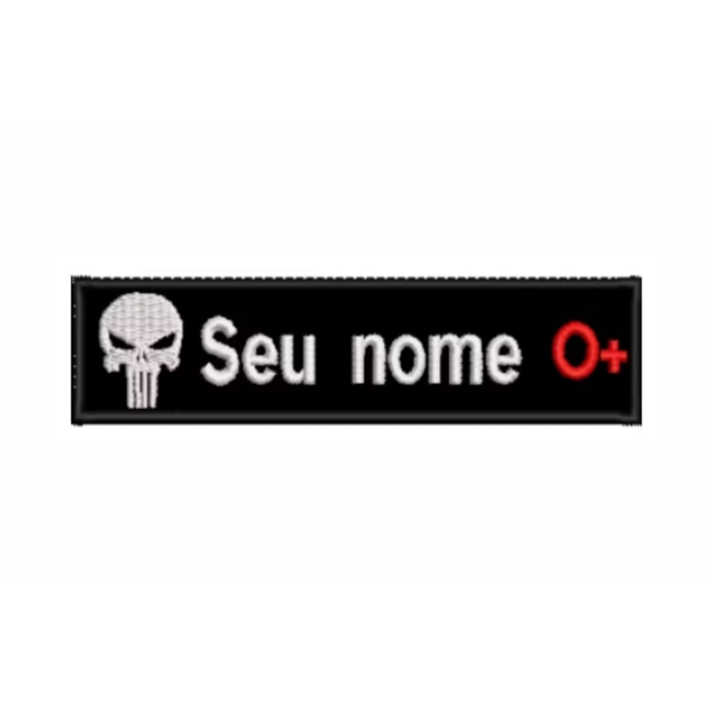 Patch tarja modelo cav. nome e tipo sanguíneo com fecho de contato | Shopee Brasil