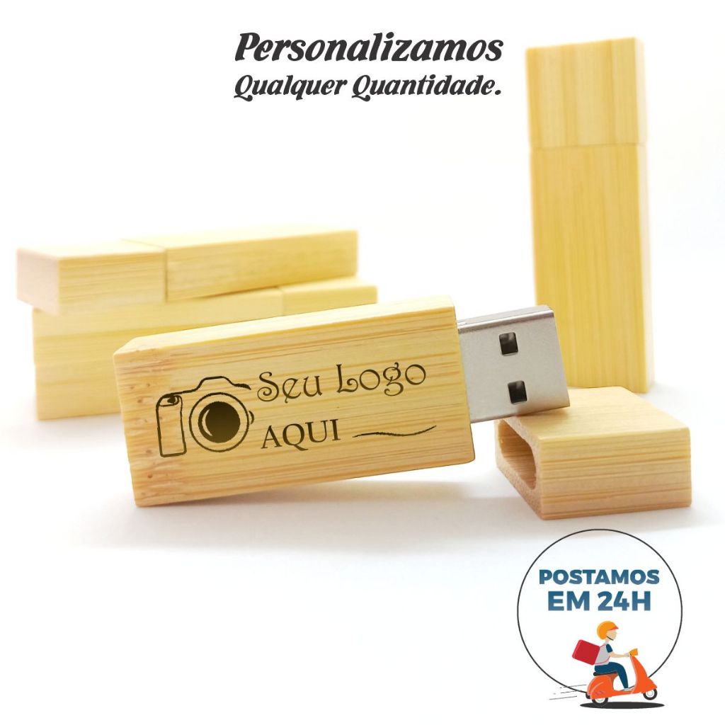 Pen Drive Retangular Madeira Bambú Ecológico USB 4gb 8gb 16gb 32gb 64gb ...