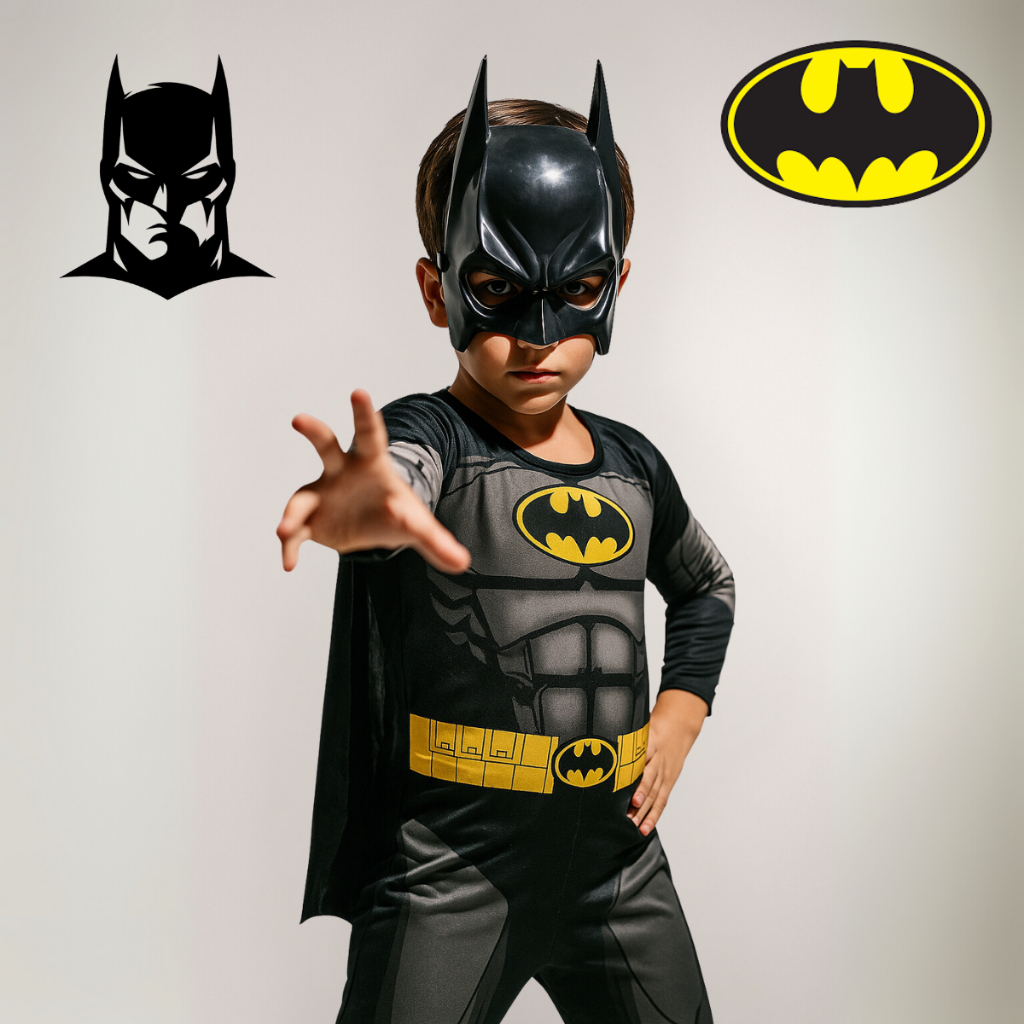 Roupa Fantasia Infantil Batman com Máscara Festa Dia das Crianças ...