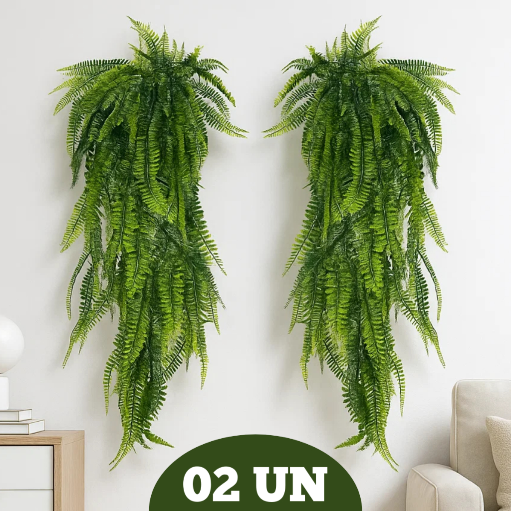Kit 2 Samambaia Artificial Pendente 80cm PREMIUM Planta Decoração ...