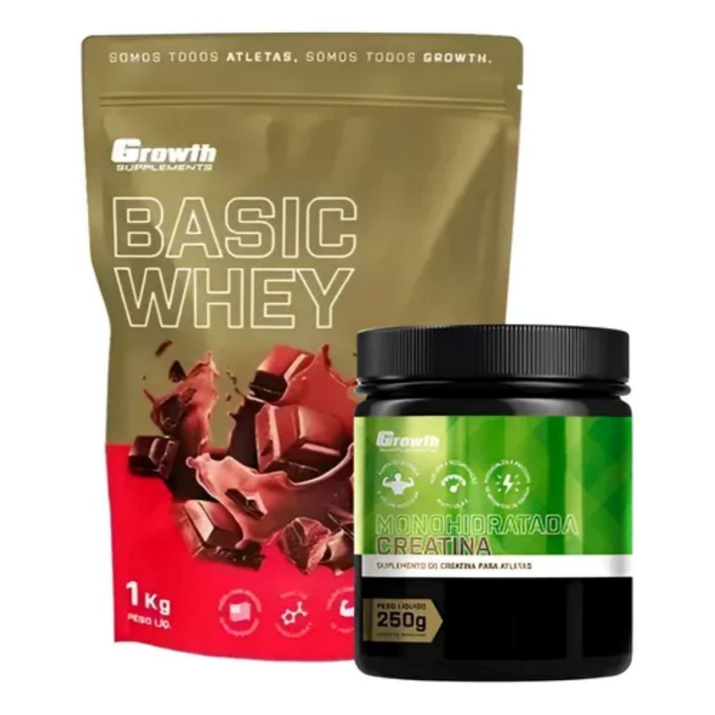 Whey Protein Basic 1kg Creatina 250G Growth Monohidratada | Shopee Brasil