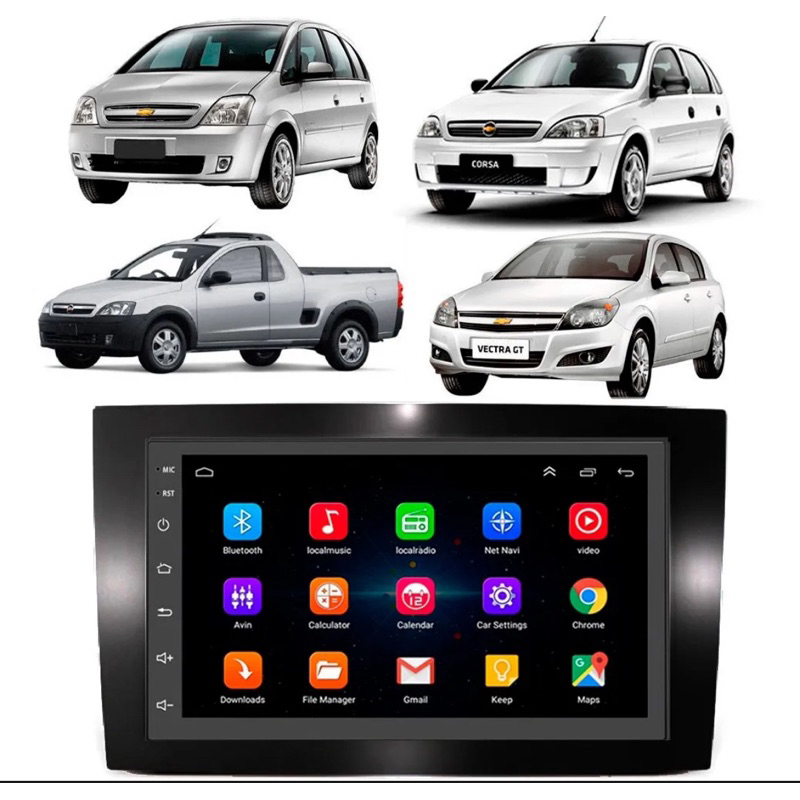 Central Multimídia Android Auto CarPlay Sem Fio Corsa Meriva Vectra Montana GPS + Moldura ...