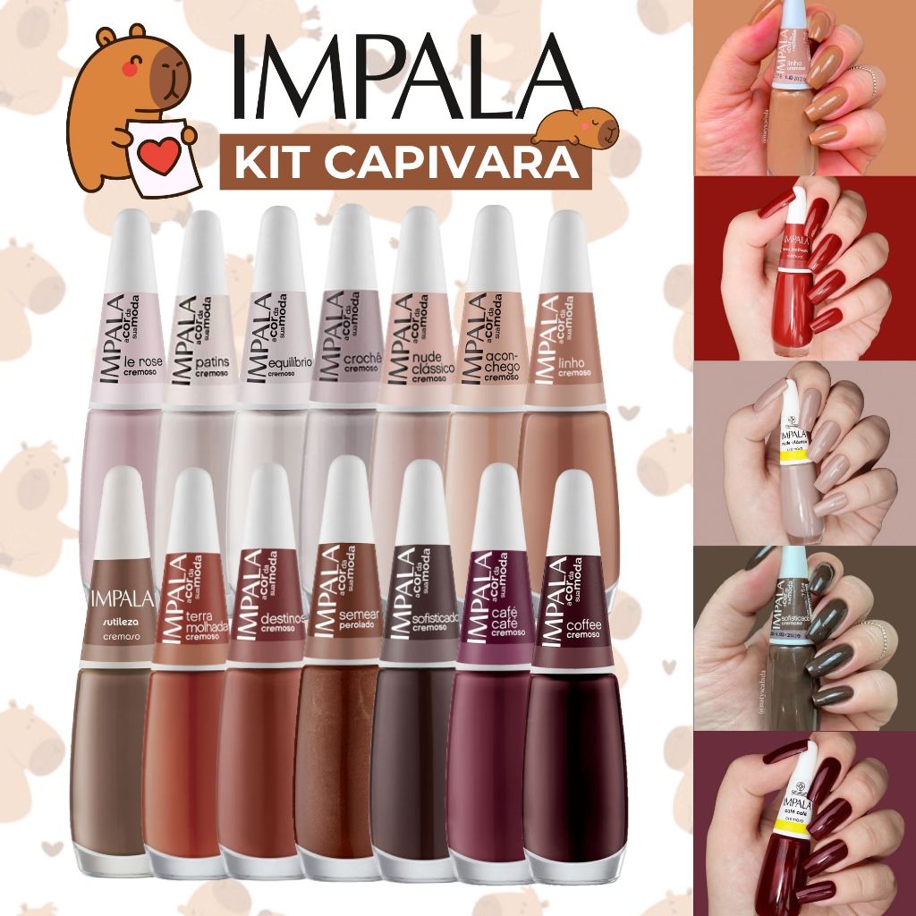 Kit Esmalte Capivara Esmaltes Impala Tons Marrom Terrosos | Shopee Brasil