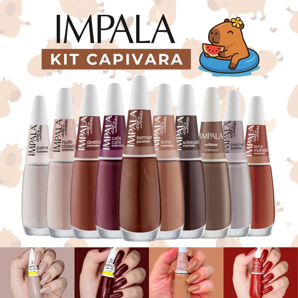Kit Esmalte Capivara Tons Marrom Chocolate Nude Terrosos Esmaltes ...
