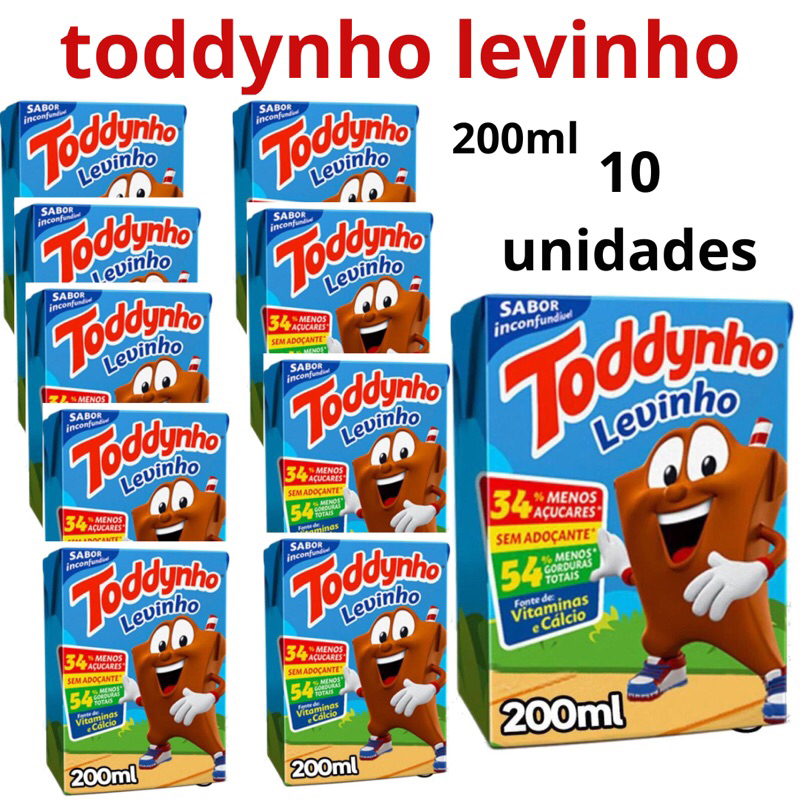 Kit 10 Todynho 200ml Toddynho Levinho Bebidas de Chocolate Kit Café da ...