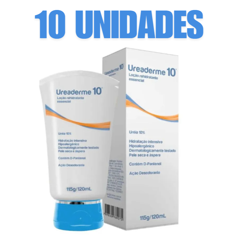KIT COM 10 Loção Ureaderme 10% Ureia 120ml Creme Hidratante +Cheiroso D ...