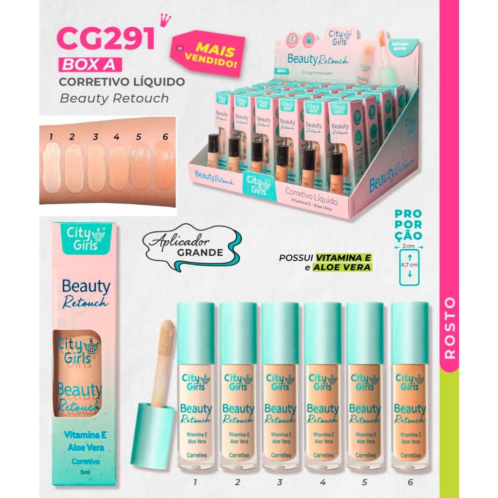Maquiagem Corretivo Líquido City Girls Beauty Retouch 6 Cores | Shopee ...