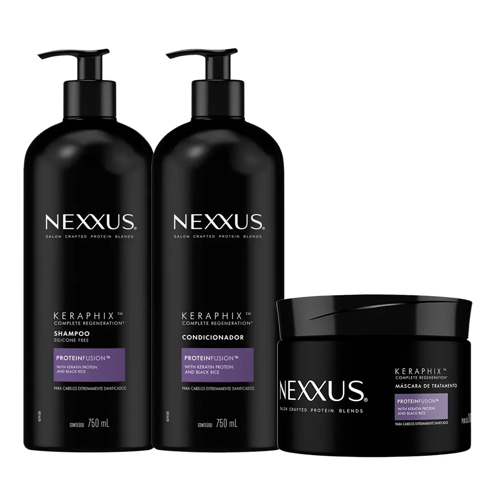 Kit Nexxus Shampoo 750ML , Condicionador 750ML E Máscara 300G Keraphix ...