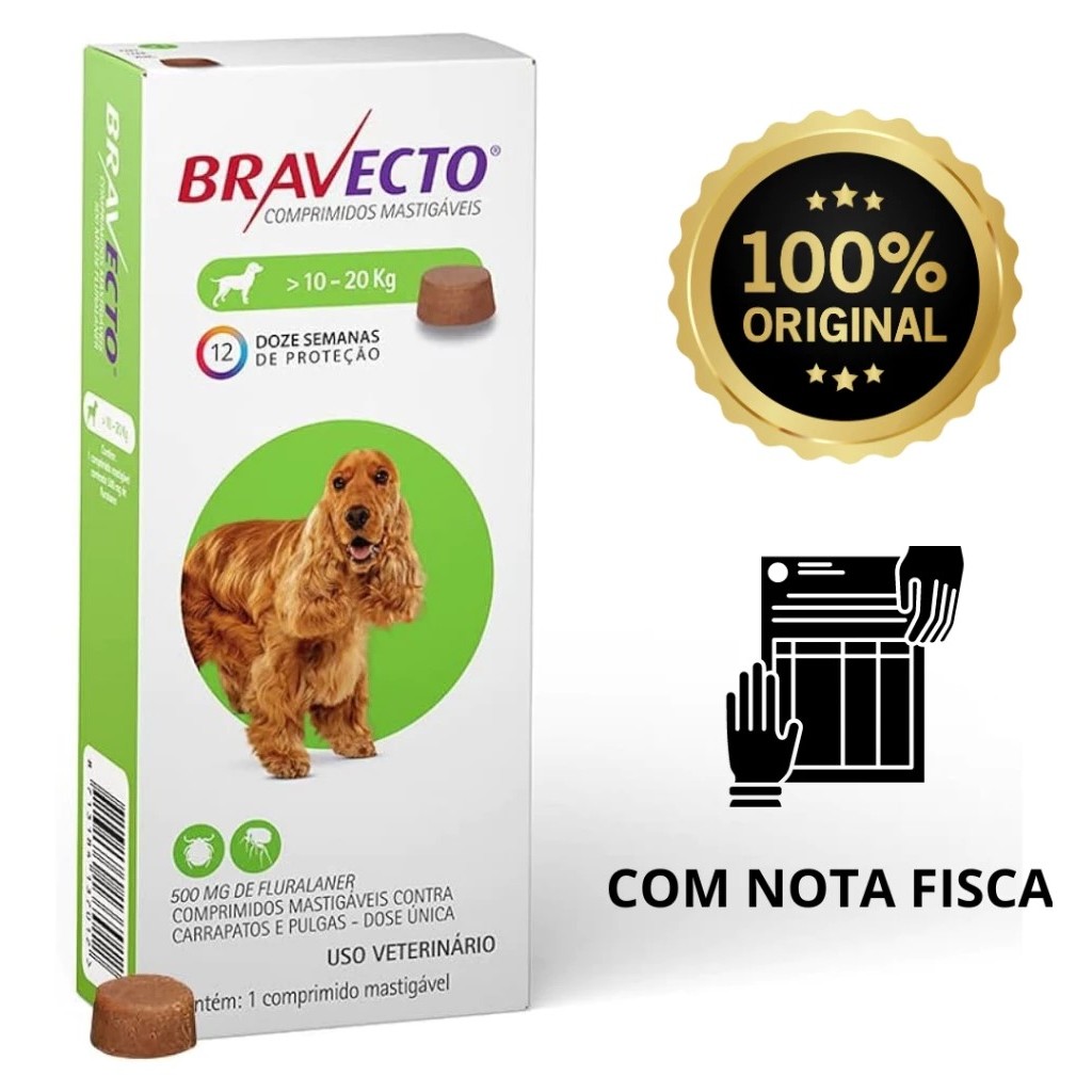Antipulgas e Carrapatos Bravecto MSD para Cães de 10 a 20 kg | Shopee ...