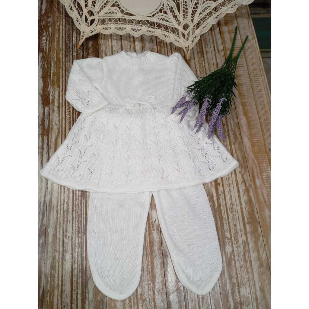 Vestido de Cordão em Laço com Pérola e calça Recém nascido, Bebê Menina ...