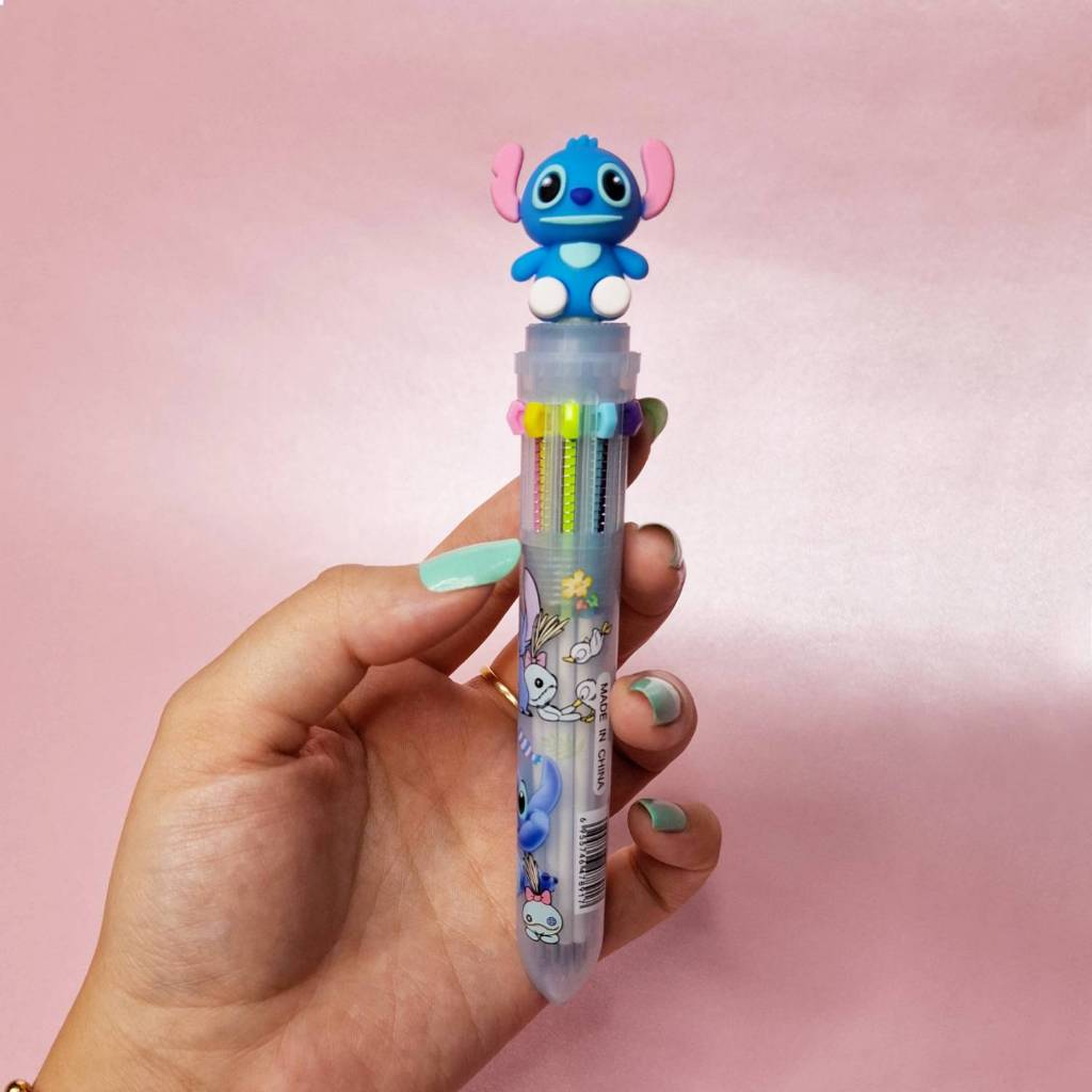 Caneta 10 Cores Stitch - Lilo Stitch e Angel 10 Cores em 1 | Caneta ...