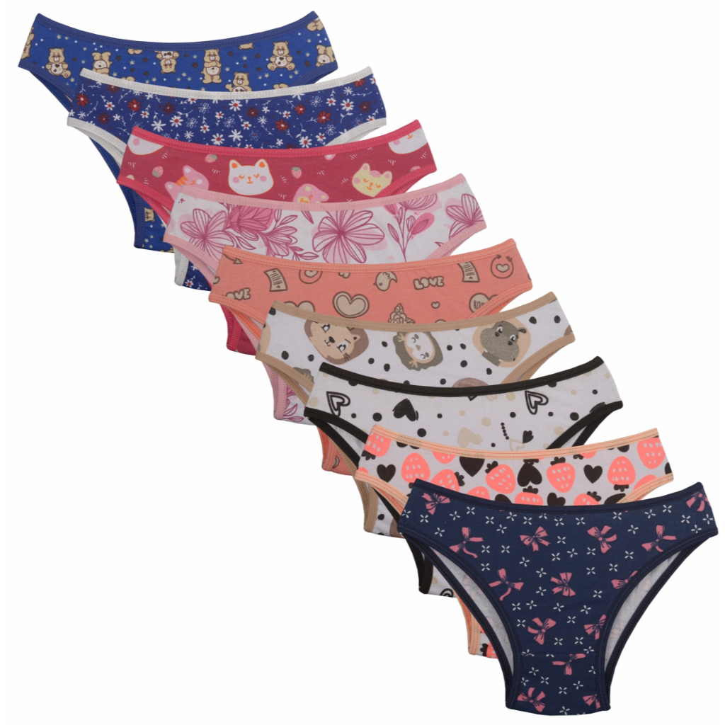 Kit Calcinhas menina infantil estampada Algodão Conforto | Shopee Brasil