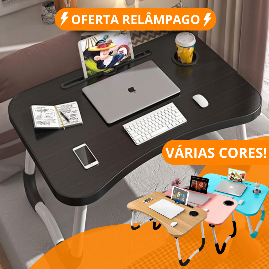 Mesa Para Notebook Portátil Dobrável Articulada em Mdf Suporte para ...