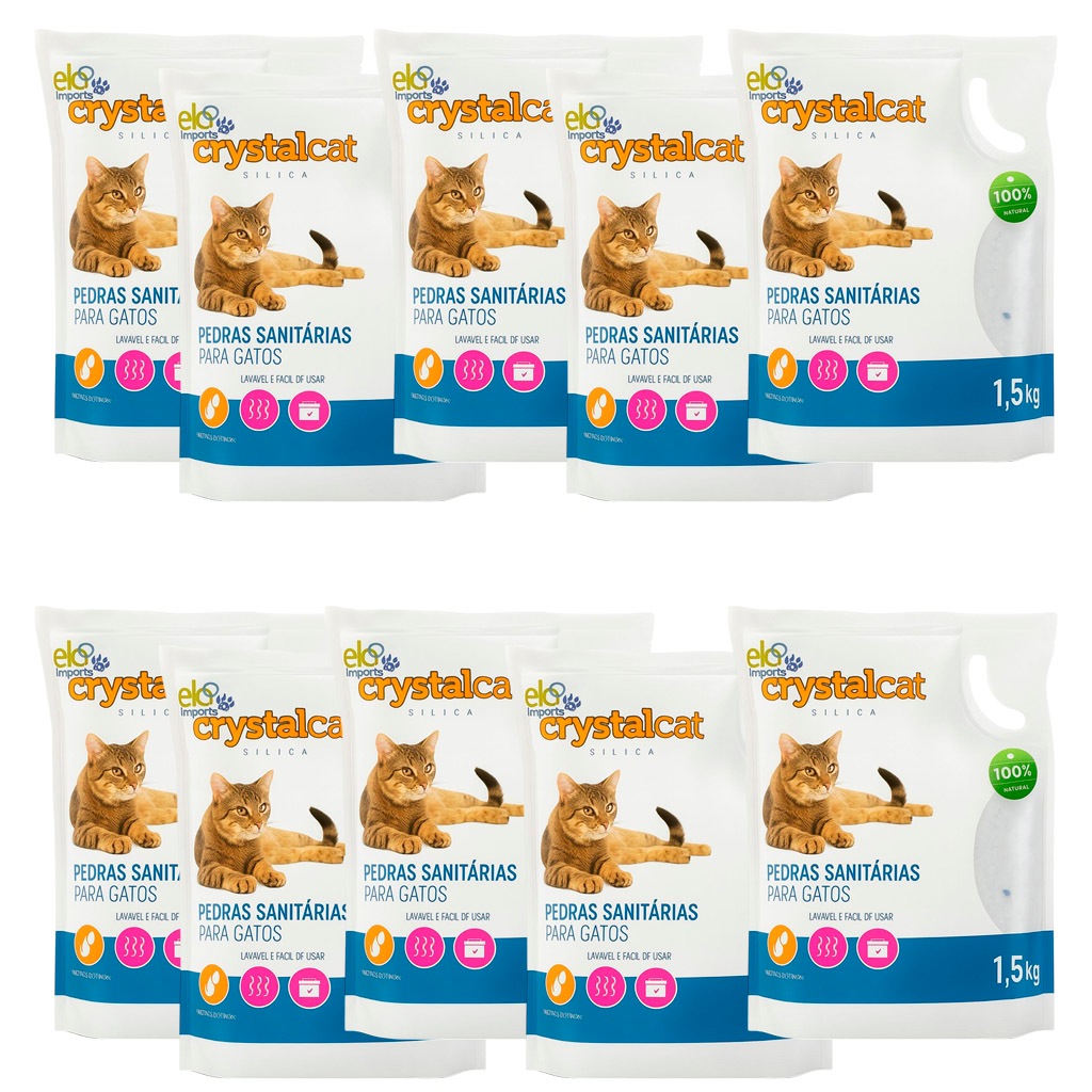 10 unidades Areis Sanitária Sílica Grossa Gel para Gatos 1,5kg Lavável ...