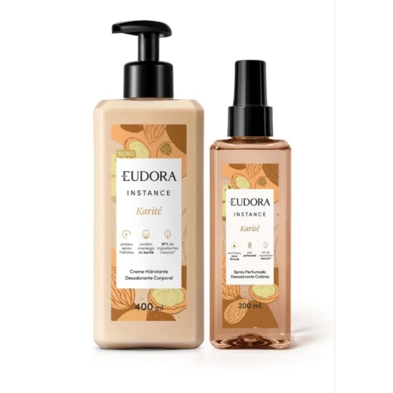 Kit Eudora Instance Karité - hidratante 400ml + body splash 200ml ...
