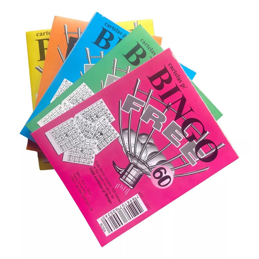 Cartela De Bingo Colorida Kit 5 Blocos 500 Folhas 8x10cm | Shopee Brasil