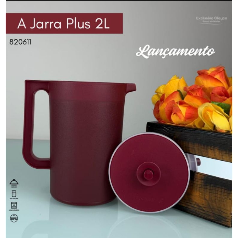 Tupperware Tupper Jarra Plus 2 Litros Bordeaux. | Shopee Brasil