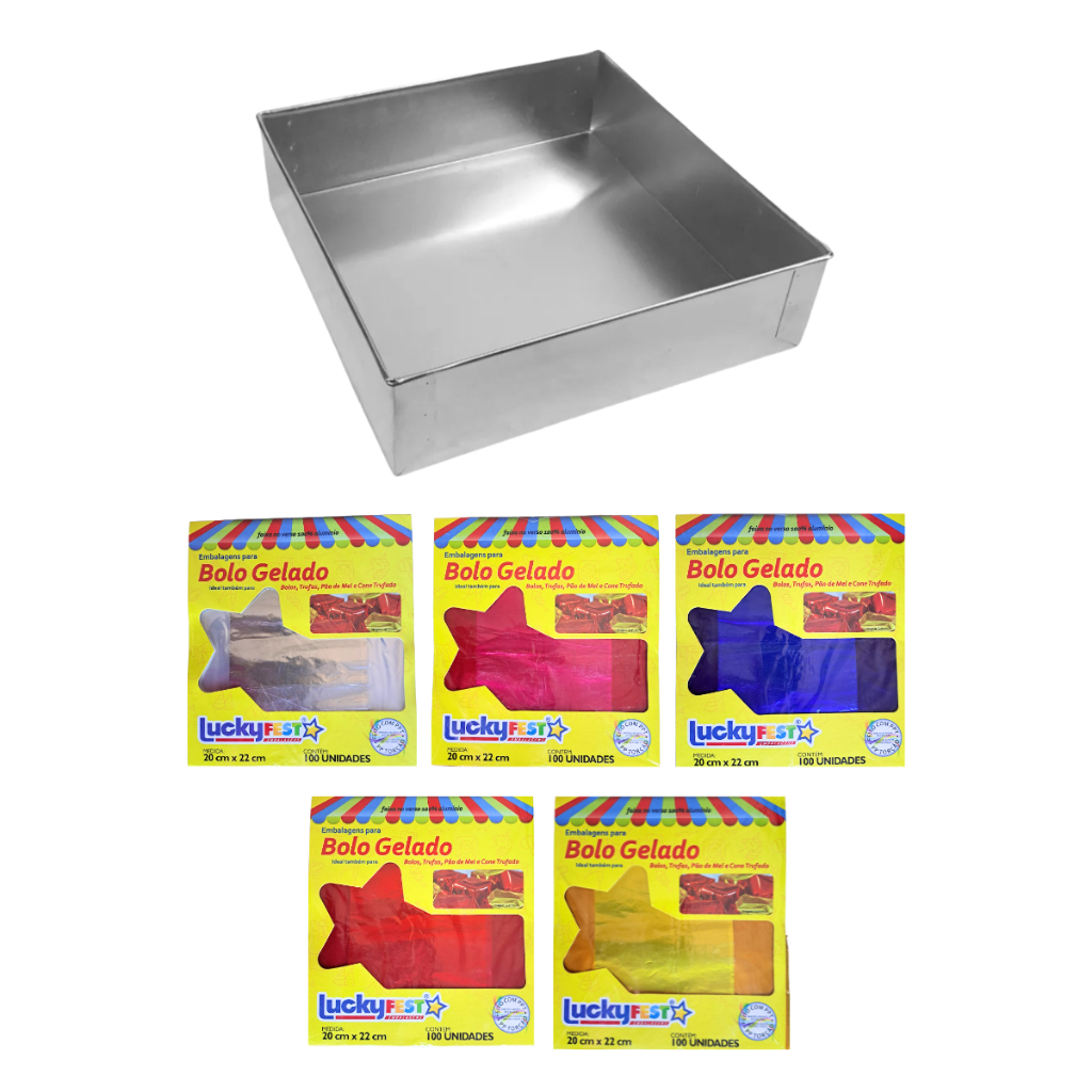 Forma 25x25x7cm + Embalagem Bolo Gelado 20x22cm - 100 Und | Shopee Brasil