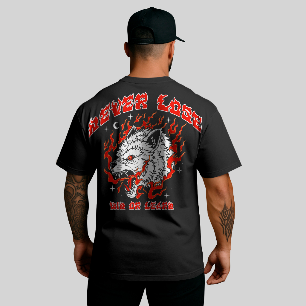 Camiseta Oversized Never Lose Win Or Learn Lobo StreetWear Academia ...
