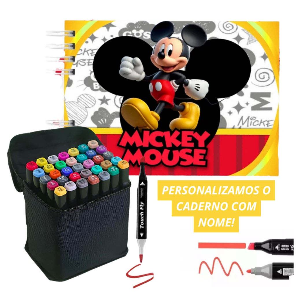 Kit Estojo c/ 36 Canetas Marca Texto Ponta Dupla + Livro de Colorir ...