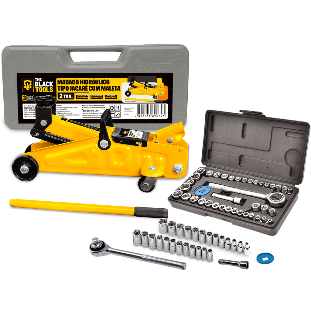 Macaco Hidráulico Jacarézinho 2 Toneladas + Jogo Ferramentas | Shopee ...