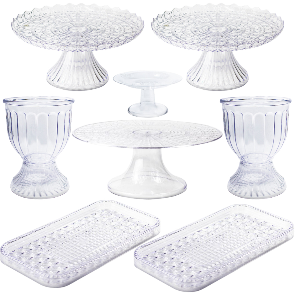 Kit Esmeralda - 1 Boleira Cone Esm , 2 Boleira Cake Esm , 2 Bandeja Esm ...